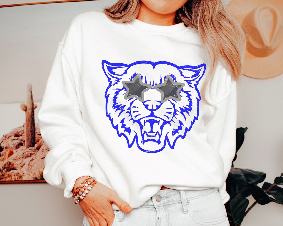 Blue and Silver Bobcat Sweatshirt, Blue and Silver Wildcat Sweatshirt ...