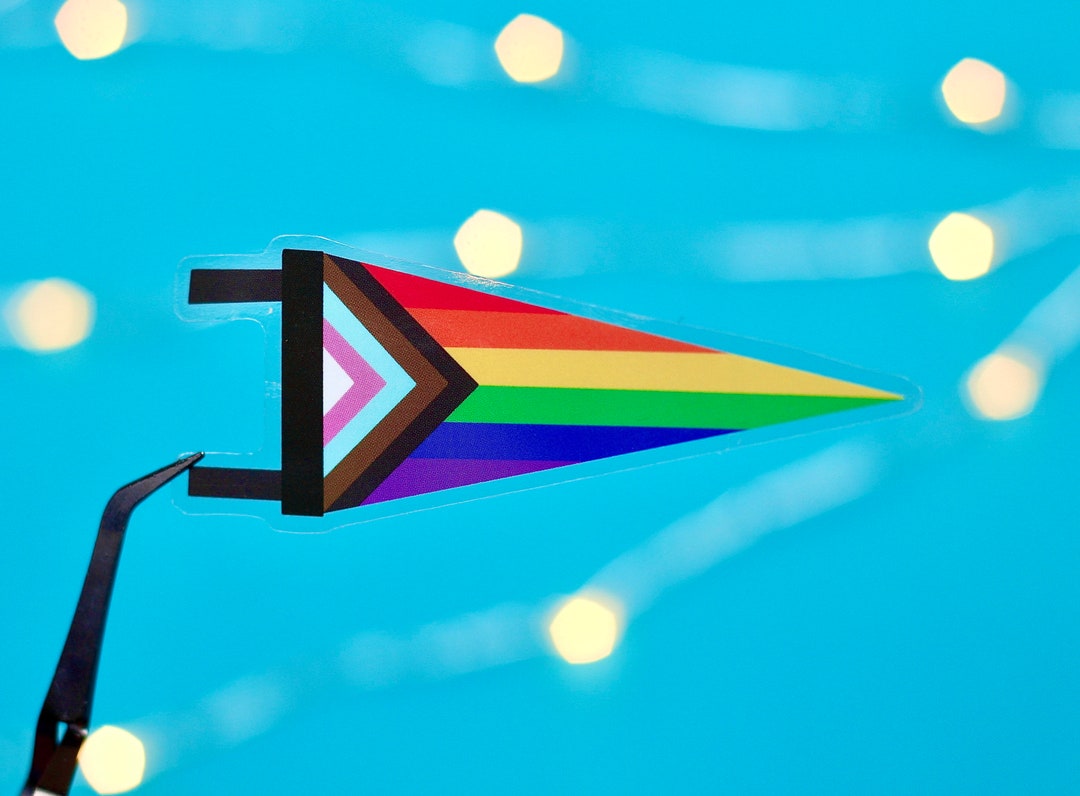 PROGRESS PRIDE FLAG Sticker Transparent Clear Decal Bright Banner Lgbtq ...