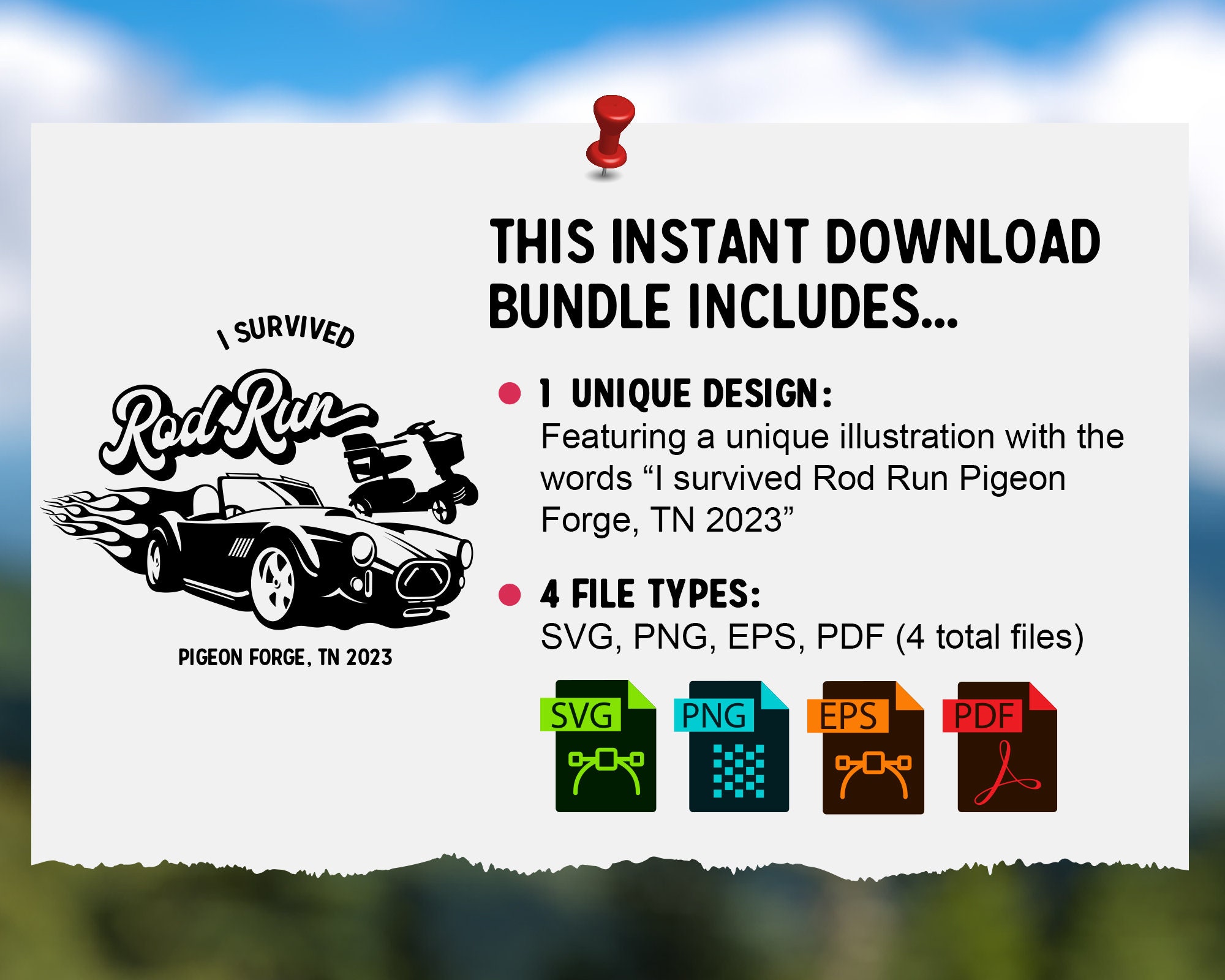 Smoky Mountains SVG Digital Download. I Survived Rod Run 2023 - Etsy