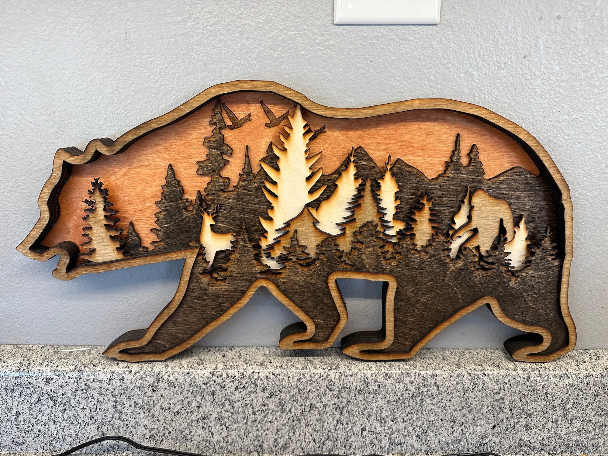 3D Laser Cut Bear Wall Decoration - Etsy