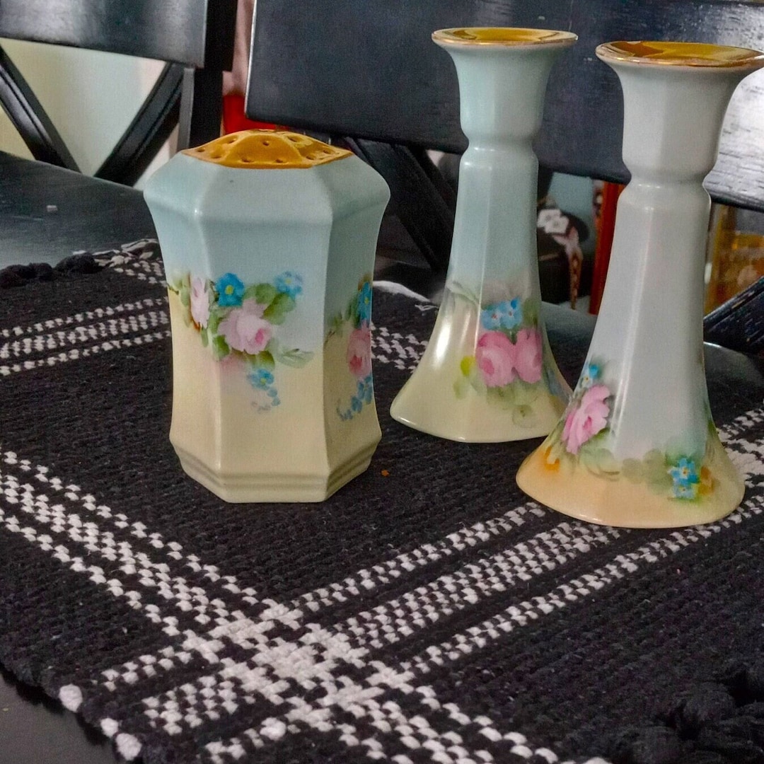 Antique French Vignaud Limoges Candlesticks With Antique CS Prussia ...