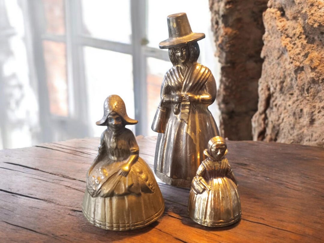 Vintage Mid Century Brass Bell Collection of 3. Welsh Woman, A Dutch ...