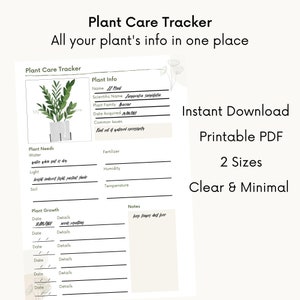 Plant Care Tracker Instant Download Digital Plant Planner - Etsy
