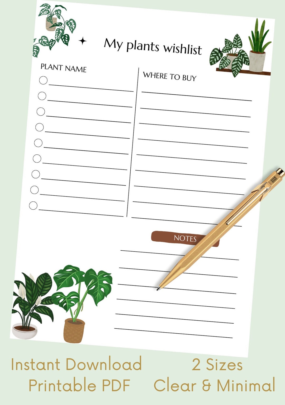 Plants Wishlist Downloadable Notepad Digital Plant Wishlist House ...