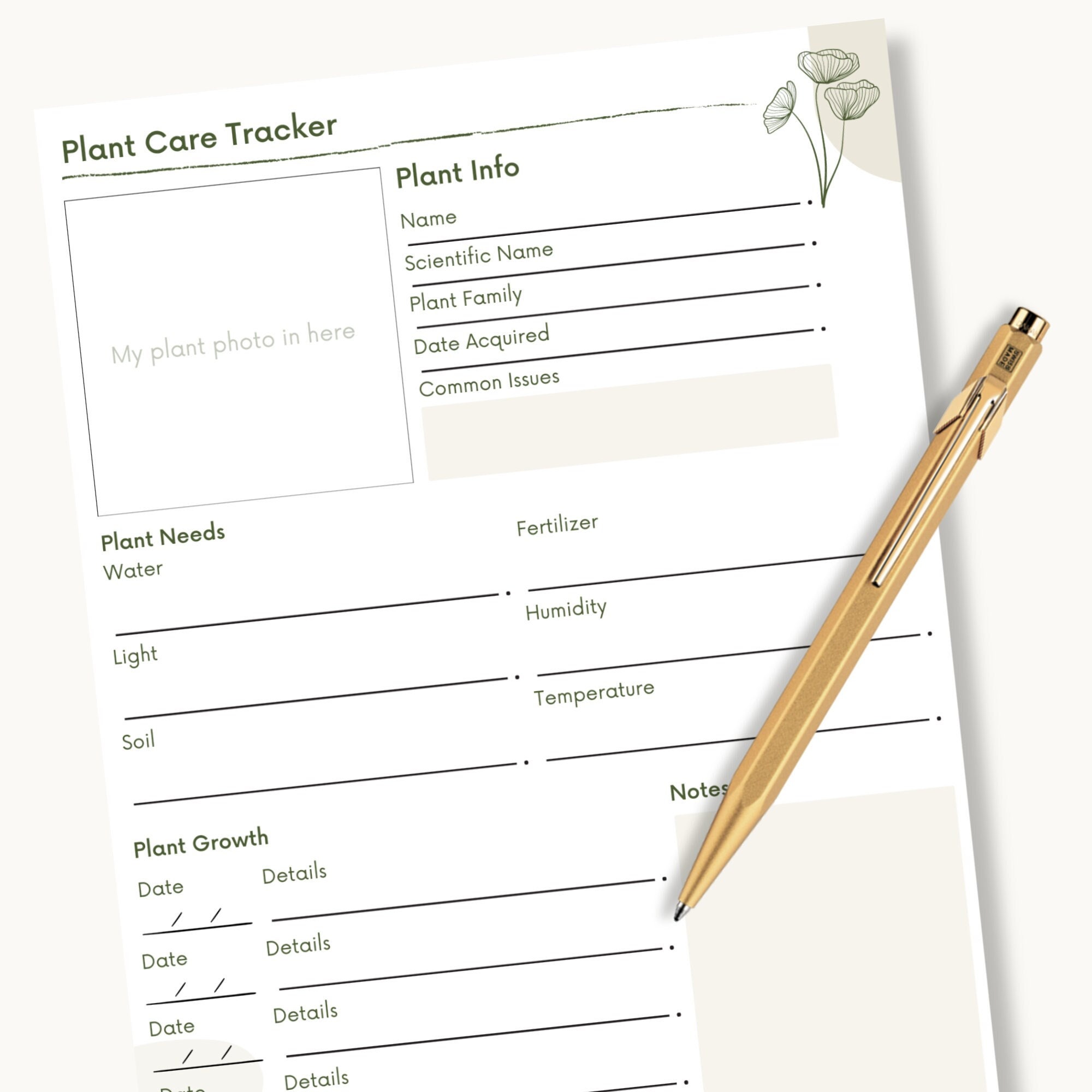 Plant Care Tracker Instant Download Digital Plant Planner House Plant ...