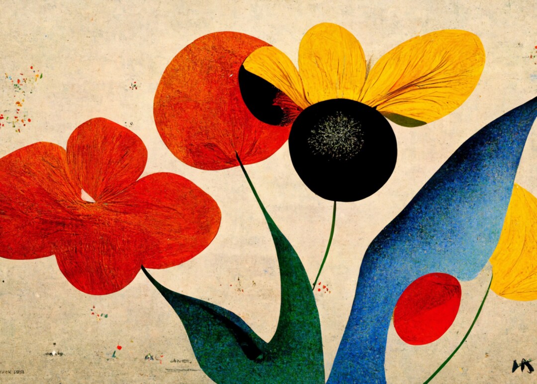 JOAN MIRO Style Print / Abstract Flowers / Miro Style Downloadable ...