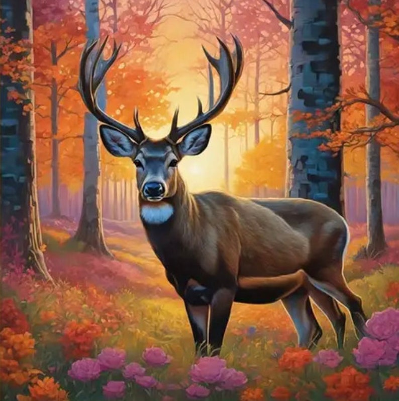 Deer Diamond Painting Kit 30x30cm Full ROUND Drill Deer Diamond Art Kit ...