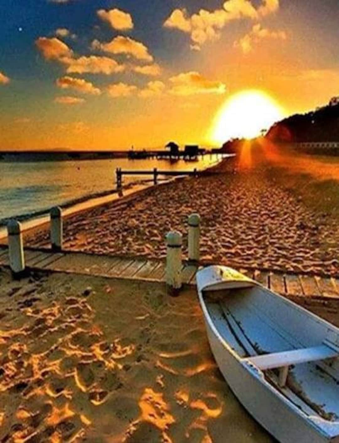 Ocean Sunset Diamond Painting Kit 30x40cm Full ROUND Drill Sunset ...