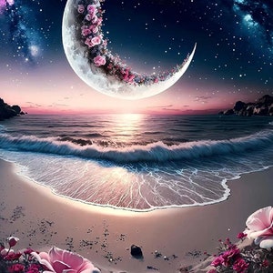 Moon Diamond Painting Kit 30x40cm Full ROUND Drill Moon Diamond Art Kit ...