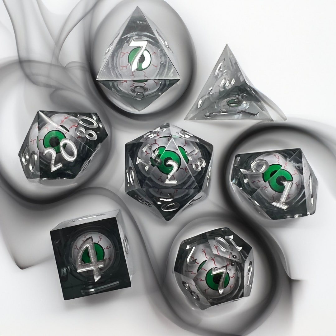 Eyeball Dice Set Moving Liquid Core for D&D Pathfinder Clear - Etsy