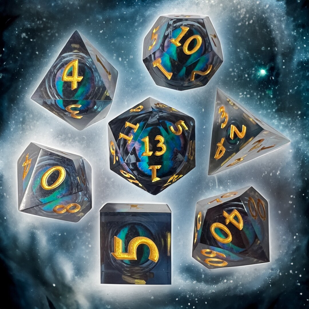 Blue Dragon Eyeball Dice Cat Eye Purple D&D Dungeons Dragons Dnd RPG ...