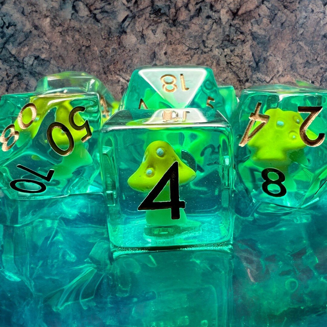 Mushroom Dice Set for D&D Pathfinder RPG - Yellow Green - Etsy