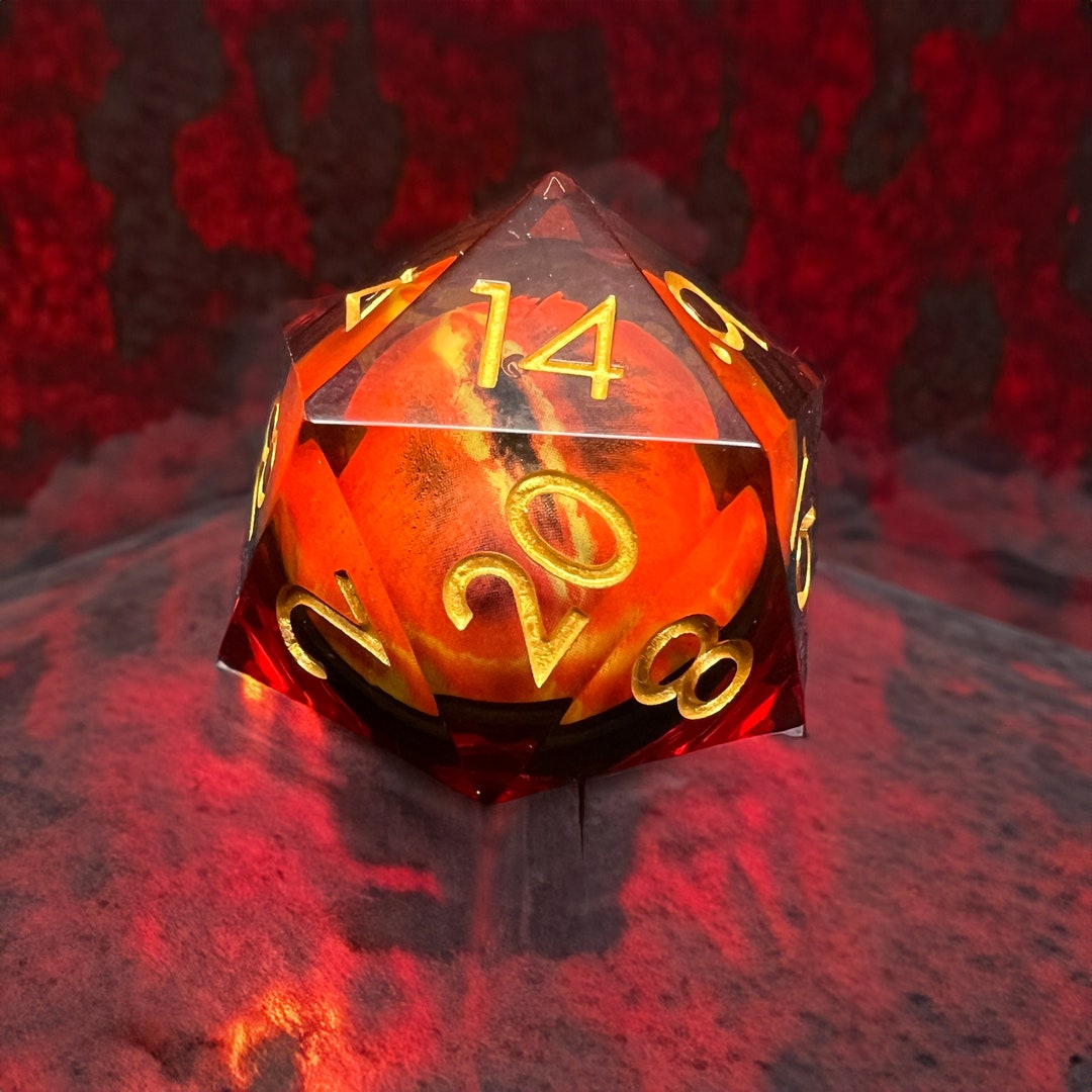 Orange Demon Eye Liquid Core Giant D20 Dice for D&D Pathfinder - Etsy