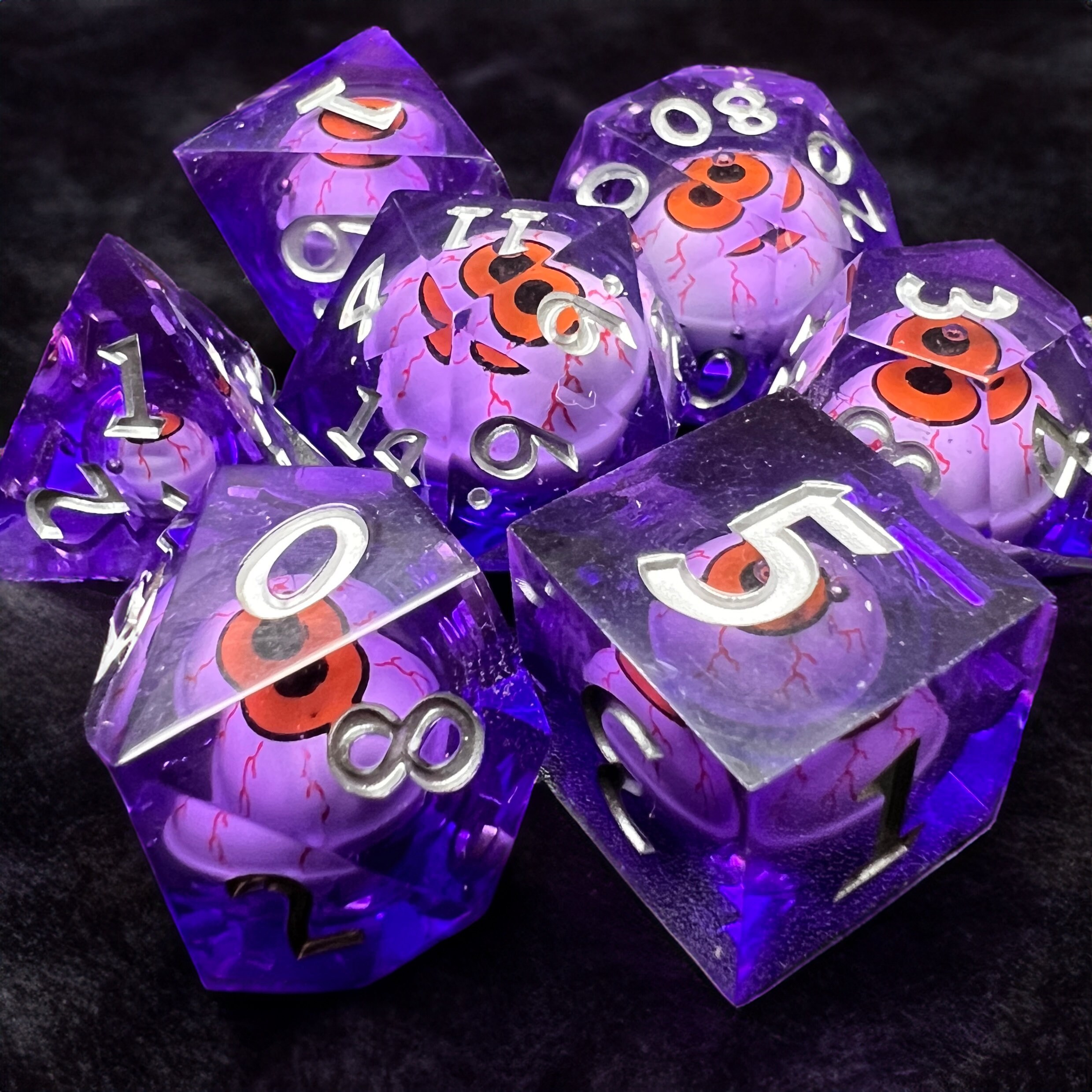 Eyeball Dice Set Moving Liquid Core for D&D Pathfinder Purple Orange - Etsy