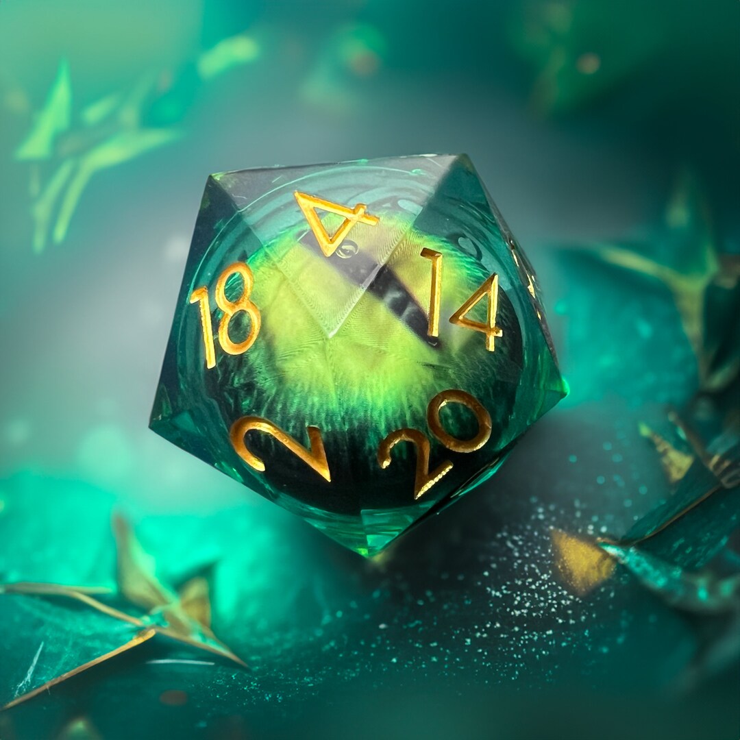 Green Dragon Cat Eye Giant D20 Dice for D&D Pathfinder - Etsy
