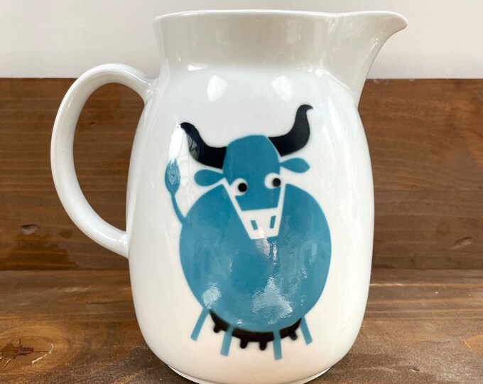 Arabia Finland Blue Cow "heluna" Pitcher | Vintage MCM Arabia Cow ...