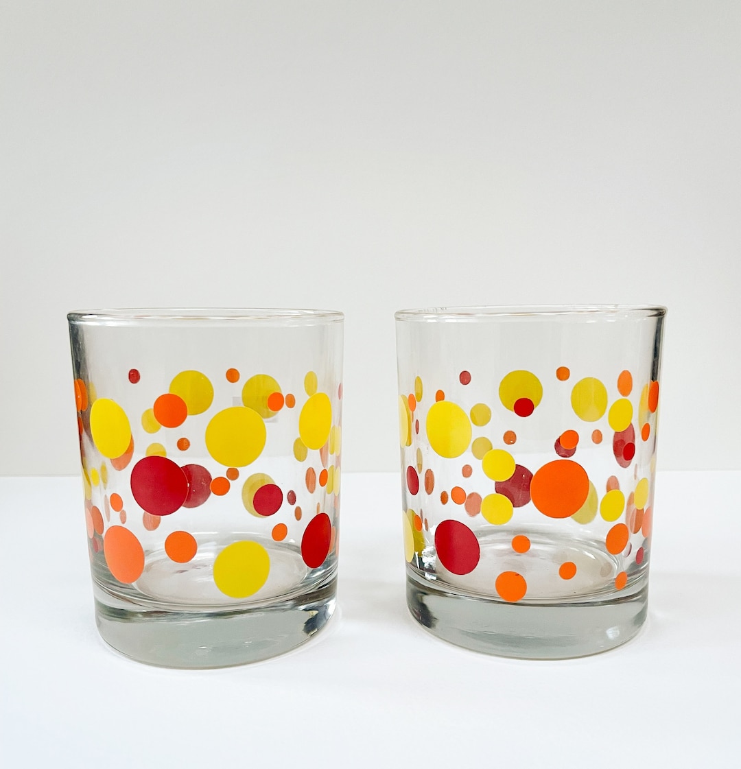 Vintage MCM Polka Dot Rocks Glasses | Retro Cocktail Glasses | Polka ...