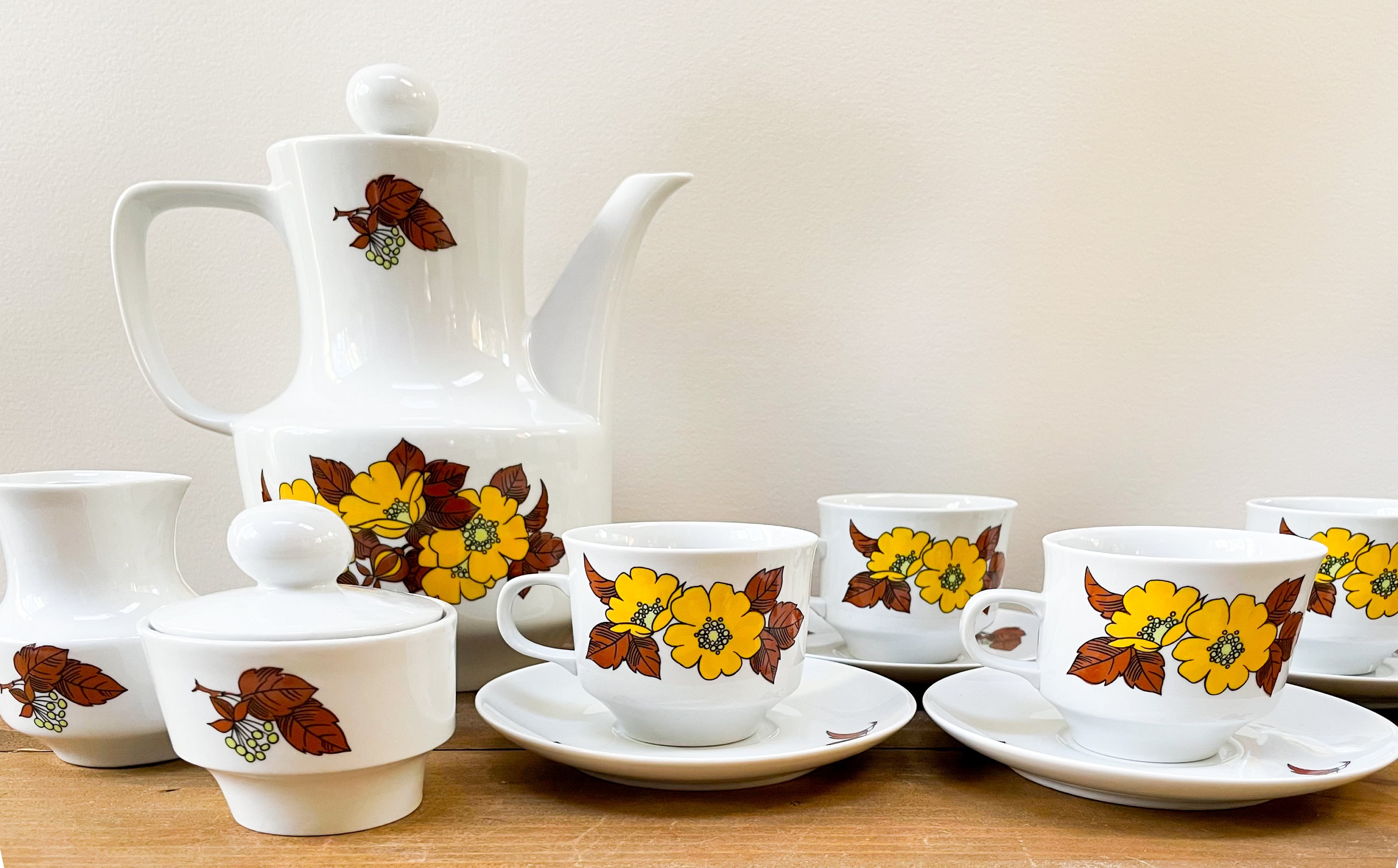 Rare 11 Piece MCM German Coffee Set MCM Teapot MCM Coffee Pot Mid Century Tea Cups 1960s Tea Set ...