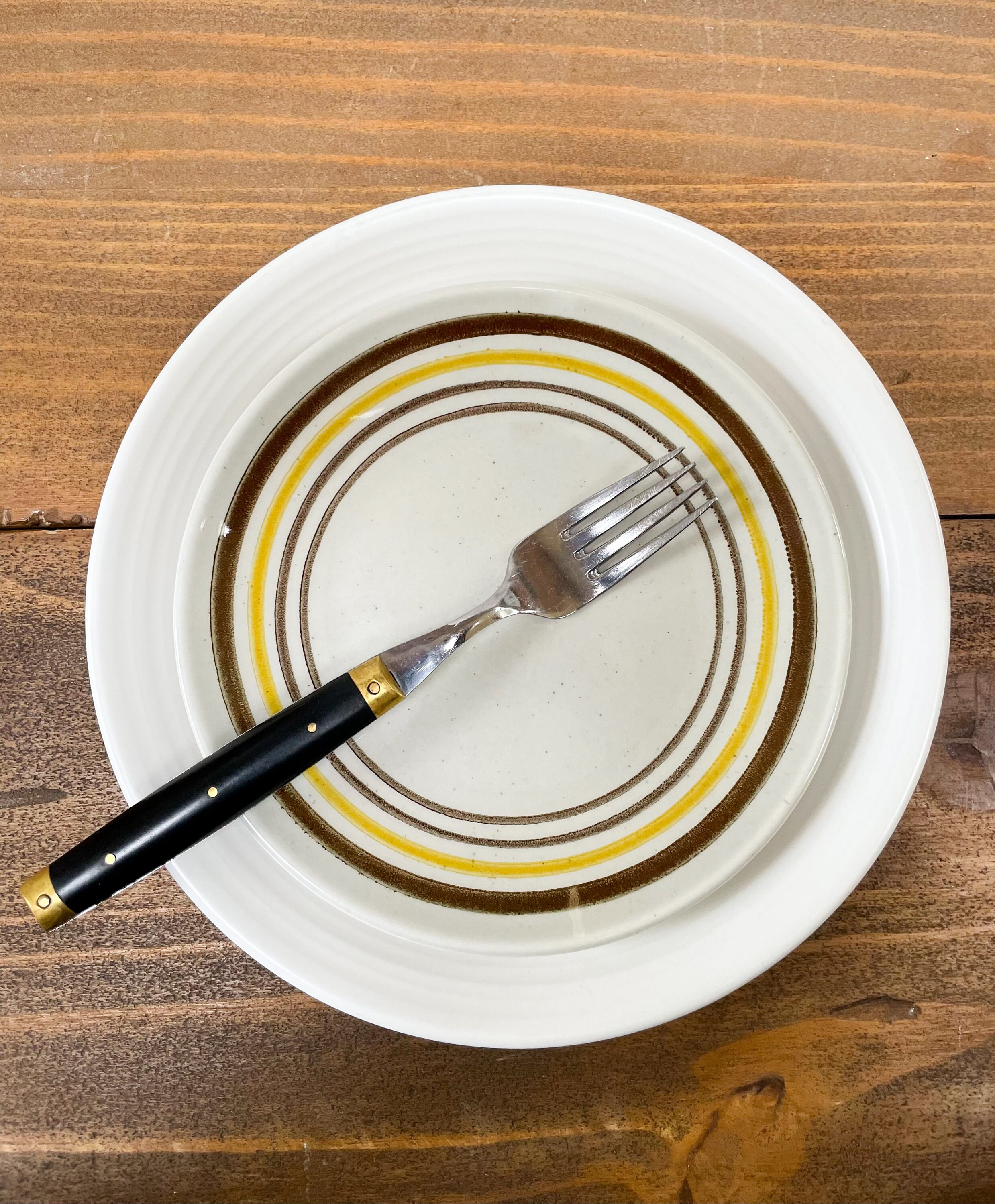 Set of 5 Vintage MCM Stoneware Plates | Set of 5| Mid Century Appetizer ...