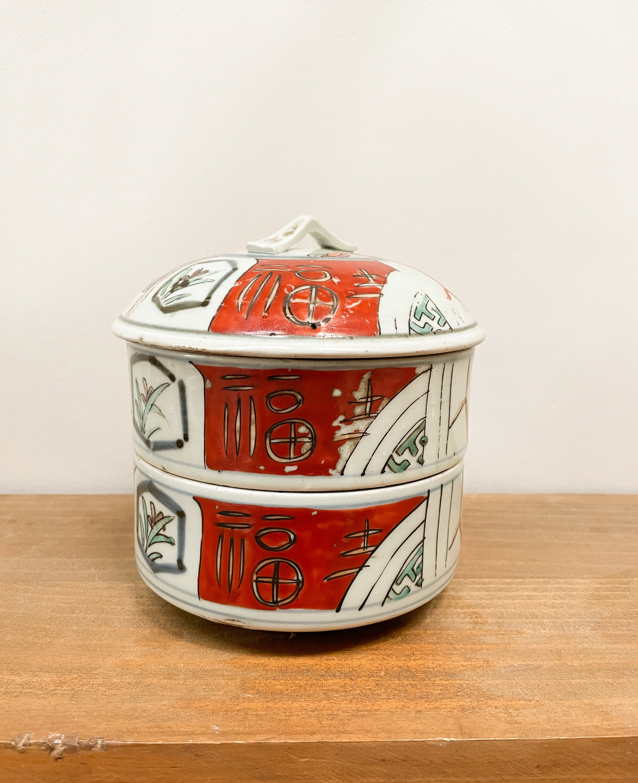 Vintage Porcelain Bento Box | Jubako Stacking Bento Box | Japanese ...
