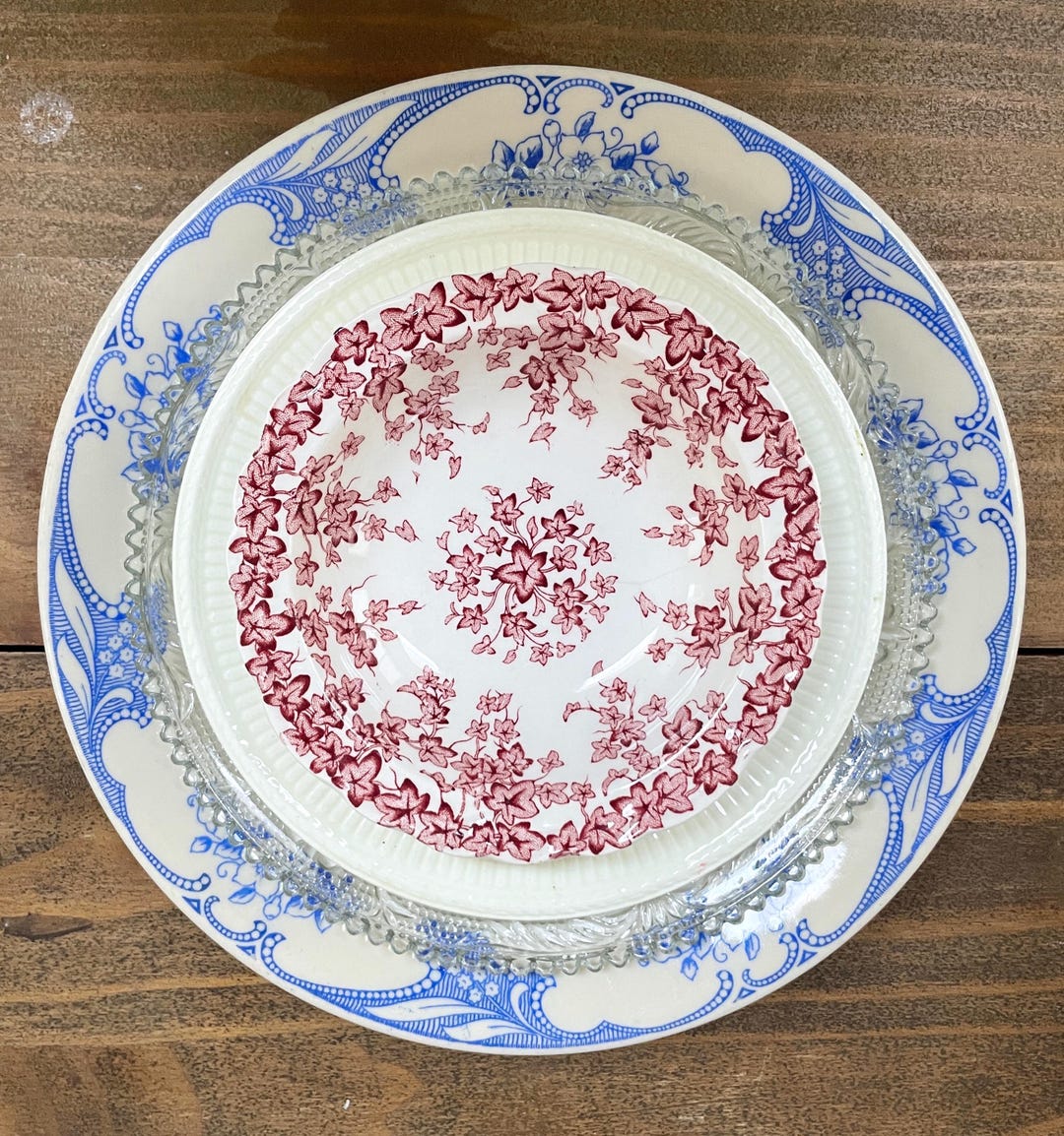 Vintage 1940s Dinner Plates | Shenago China Rose Point Blue | Vintage ...