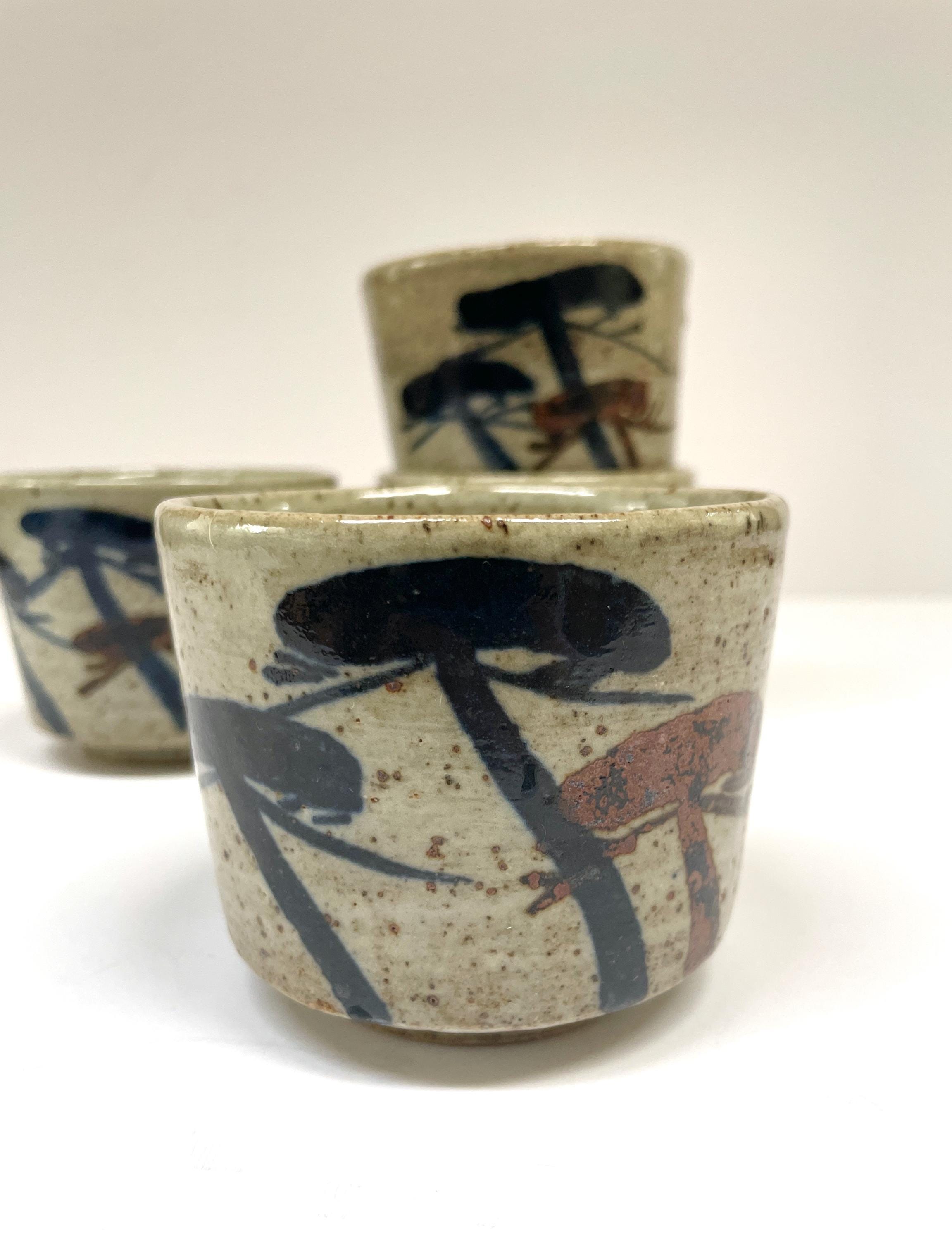 MCM Japanese Tea/sake Cups | Vintage Japanese Stoneware | Mid Century ...