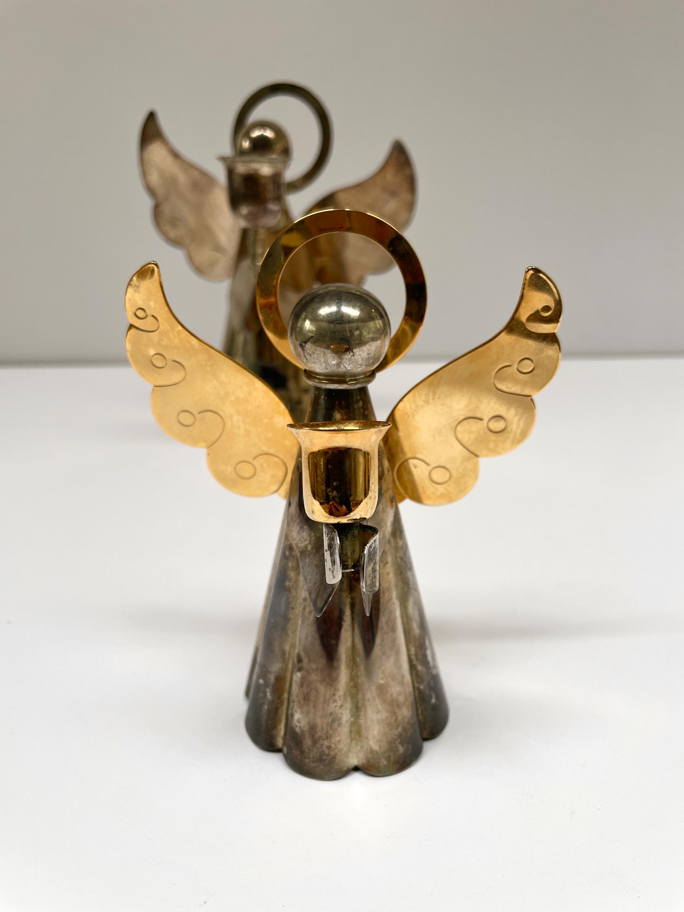 Vintage Metal Angel Candle Holders | Silver Plated Brass | Christmas ...