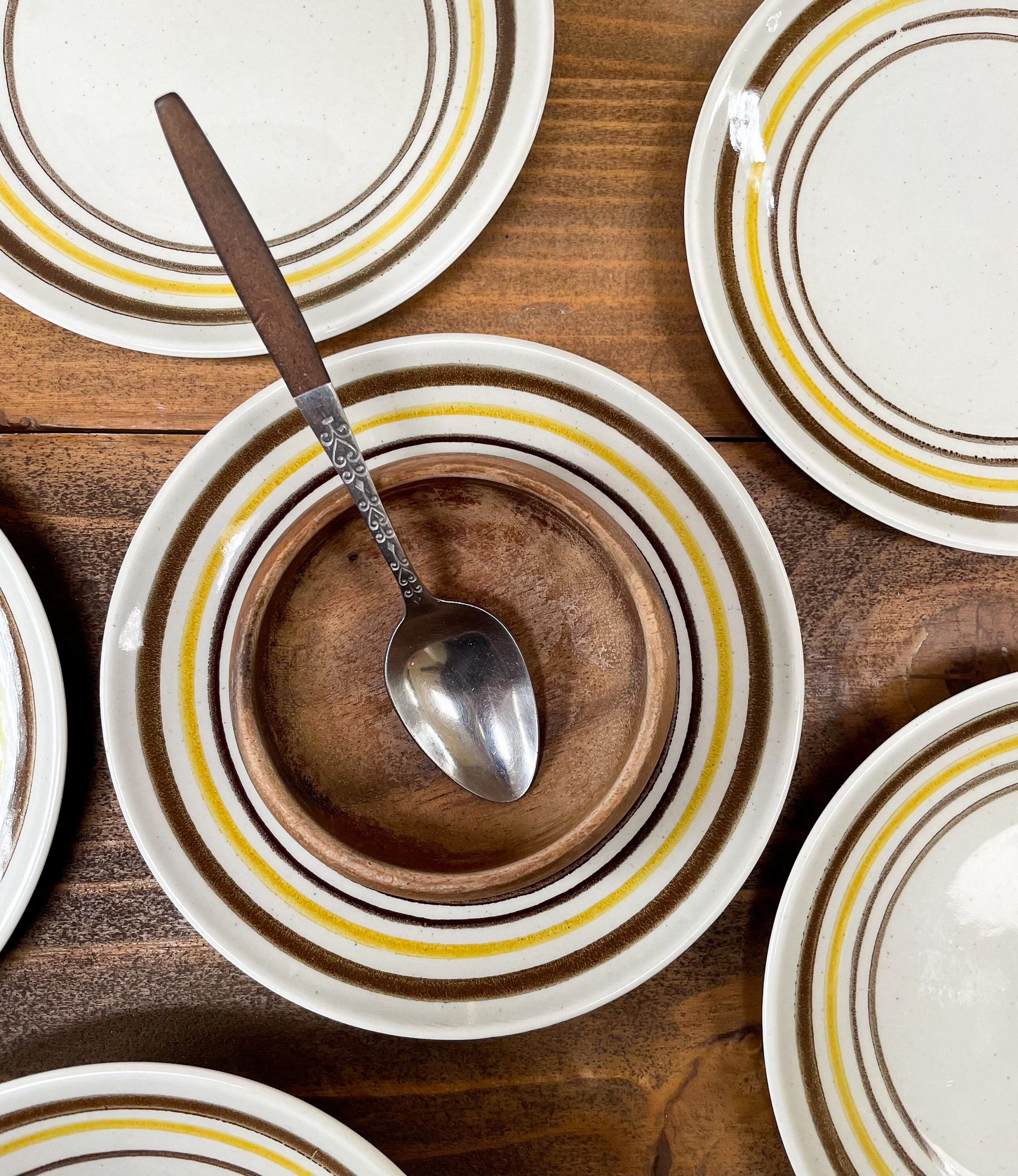 Set of 5 Vintage MCM Stoneware Plates | Set of 5| Mid Century Appetizer ...