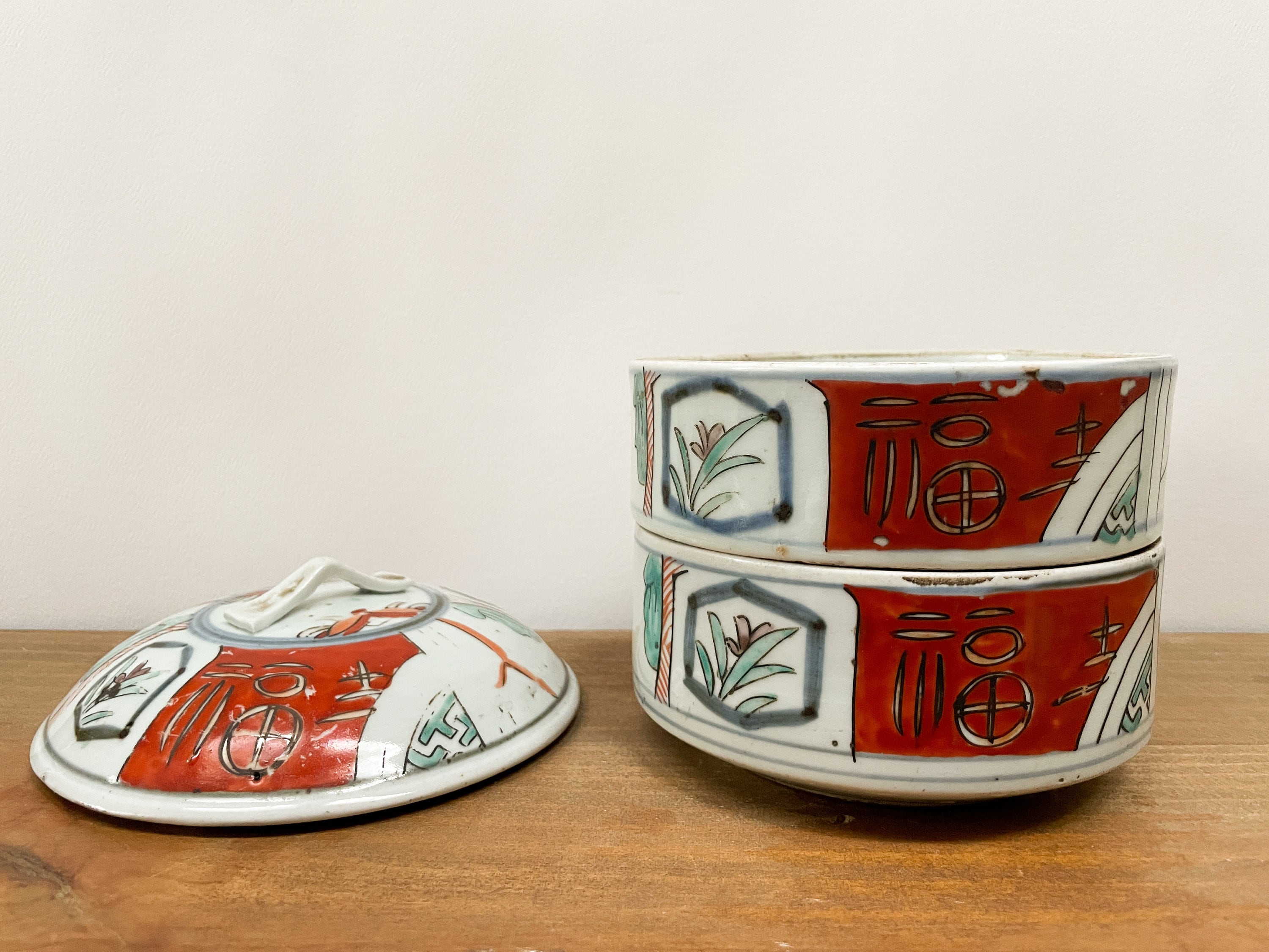 Vintage Porcelain Bento Box | Jubako Stacking Bento Box | Japanese ...