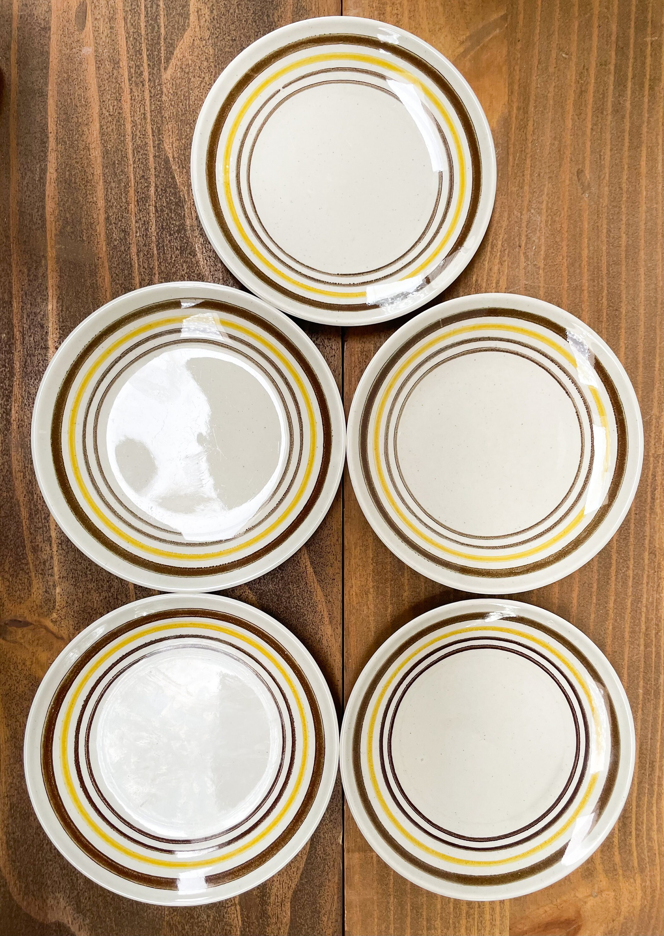 Set of 5 Vintage MCM Stoneware Plates | Set of 5| Mid Century Appetizer ...