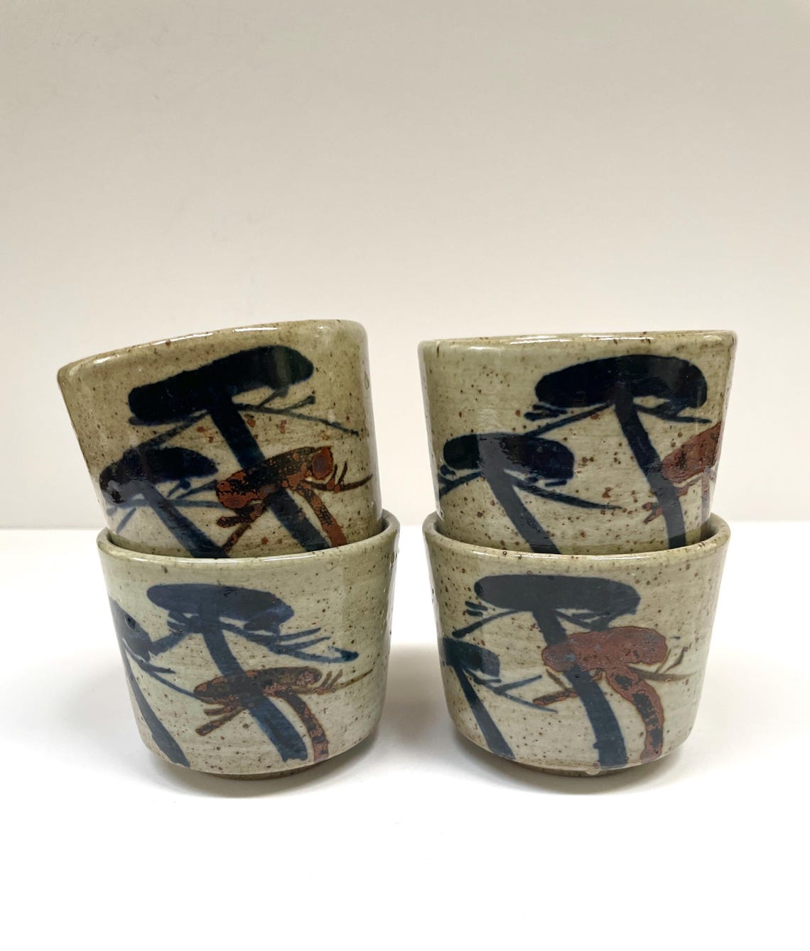 MCM Japanese Tea/sake Cups | Vintage Japanese Stoneware | Mid Century ...