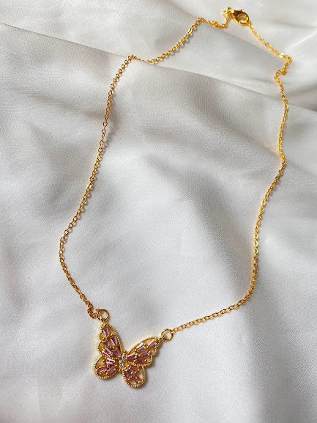 Pink Crystal Morpho Butterfly, 24K Gold Plated Pink Crystal Butterfly ...