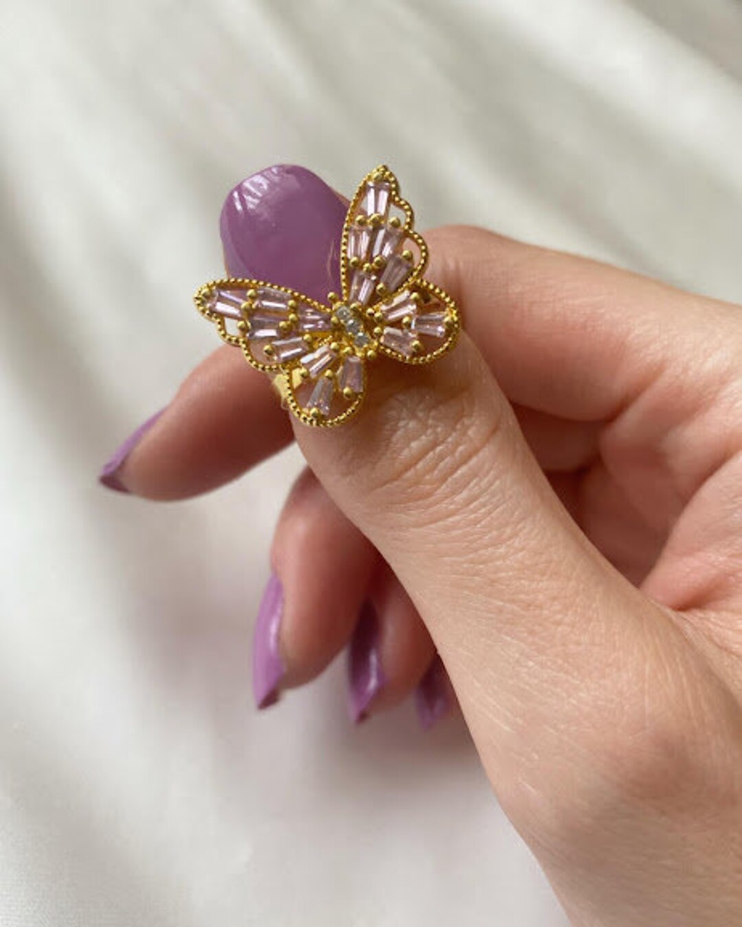 Pink Crystal Morpho Butterfly Ring,crystal Butterfly Ring, Morpho ...