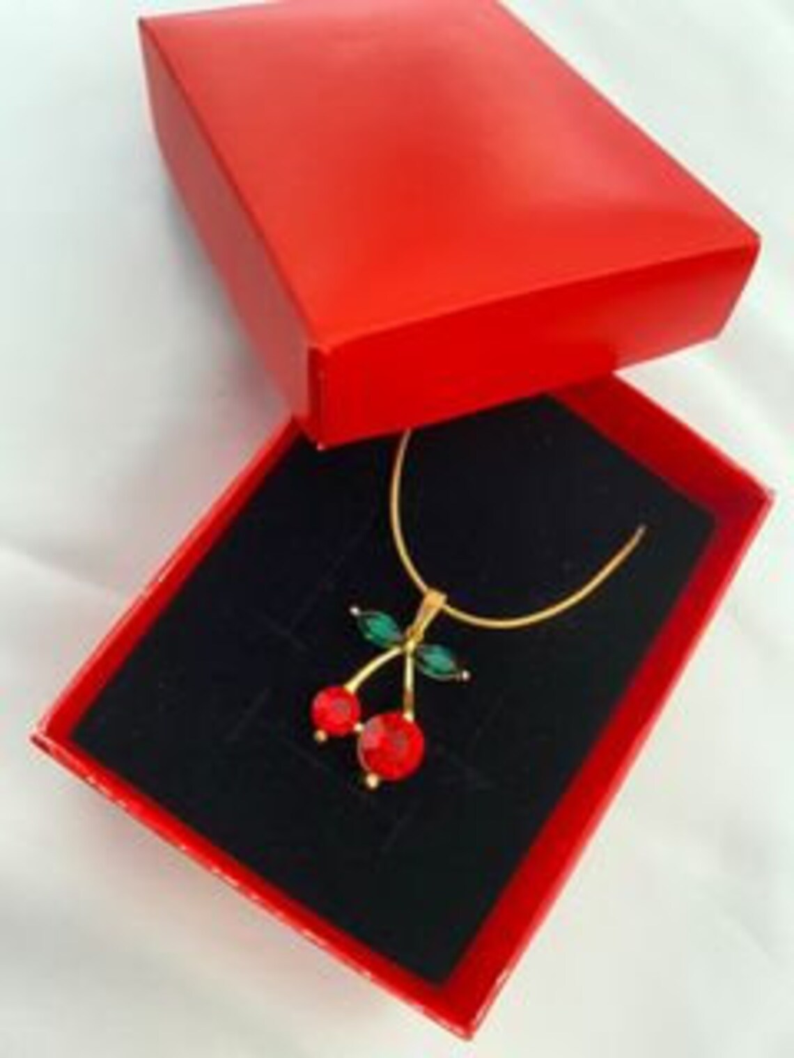 Cute Red Cherry Necklace, Fruit Cherry Pendant, Gold Cherry Necklace ...