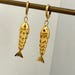 3D Movable Fish Earrings, Gold Plated Fish Dangle Earrings, Articulated ...
