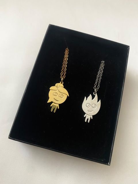 Fireboy and Watergirl 2pcs Necklace, Best Friend Gift, Couple Matching ...