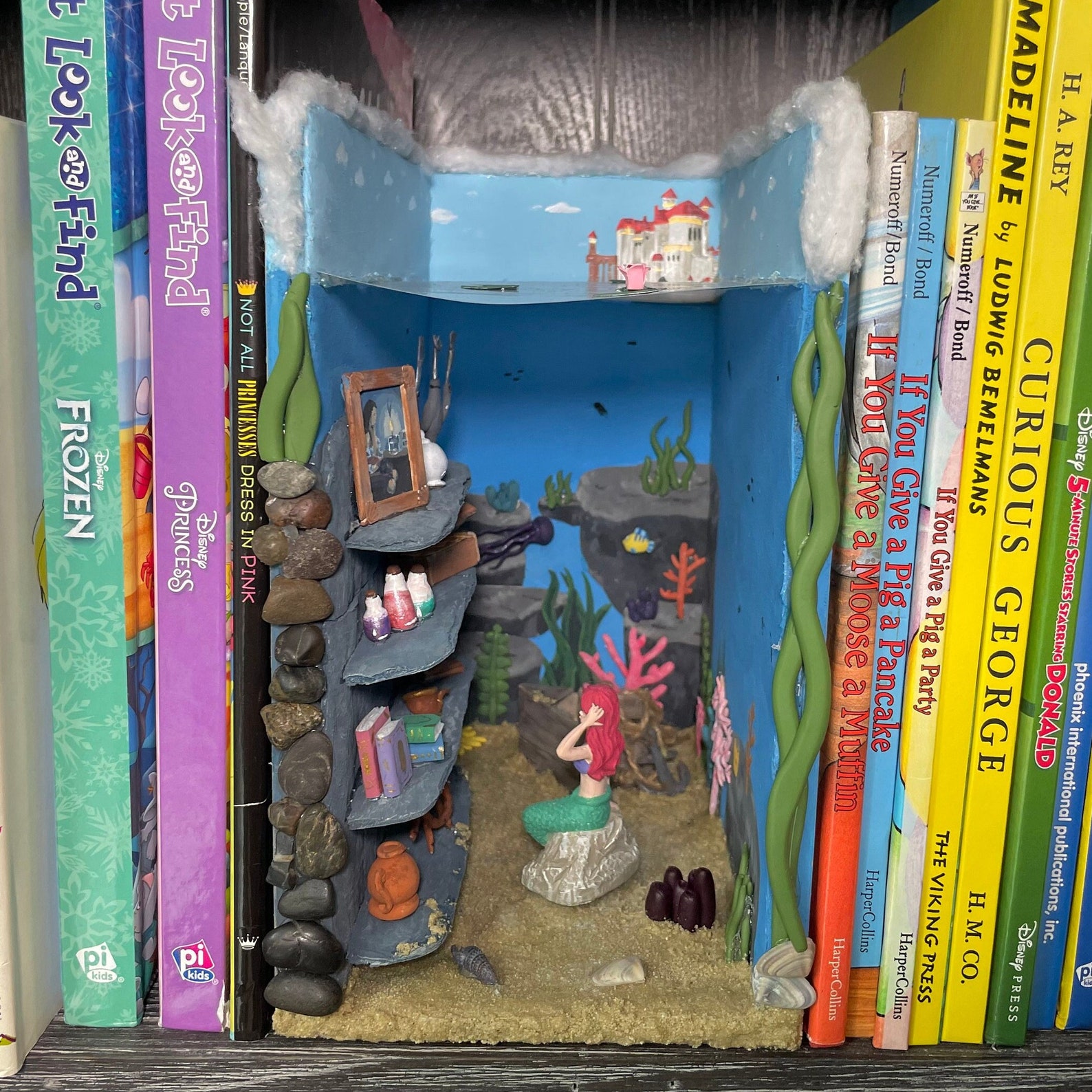 Movie Mermaid Book Nook - Hand-built, Sculpted, and Painted Miniature ...