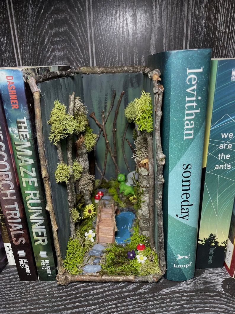 Enchanted Forest Book Nook With Dragon - Hand-sculpted, Built, Painted ...