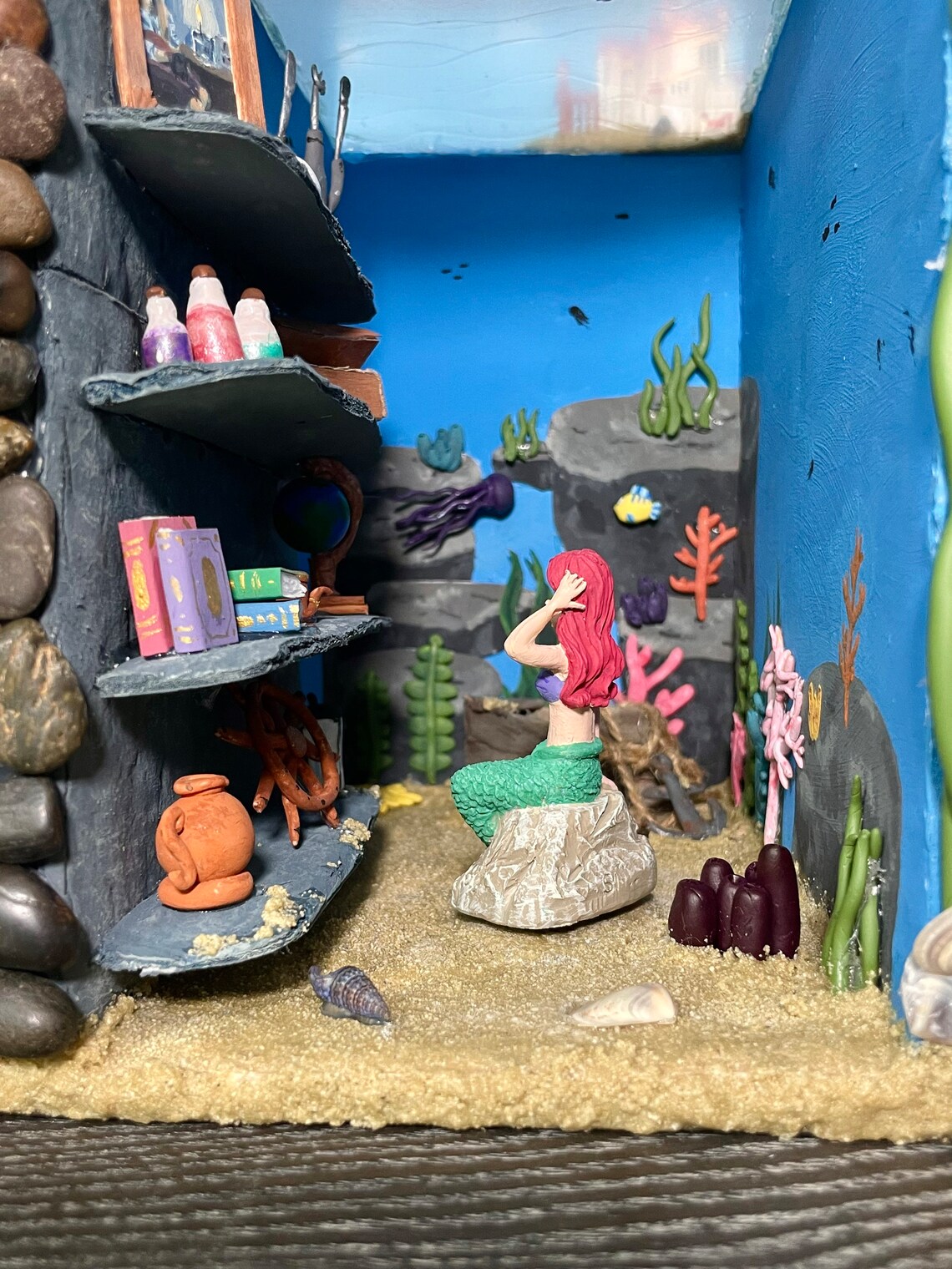 Movie Mermaid Book Nook - Hand-built, Sculpted, and Painted Miniature ...