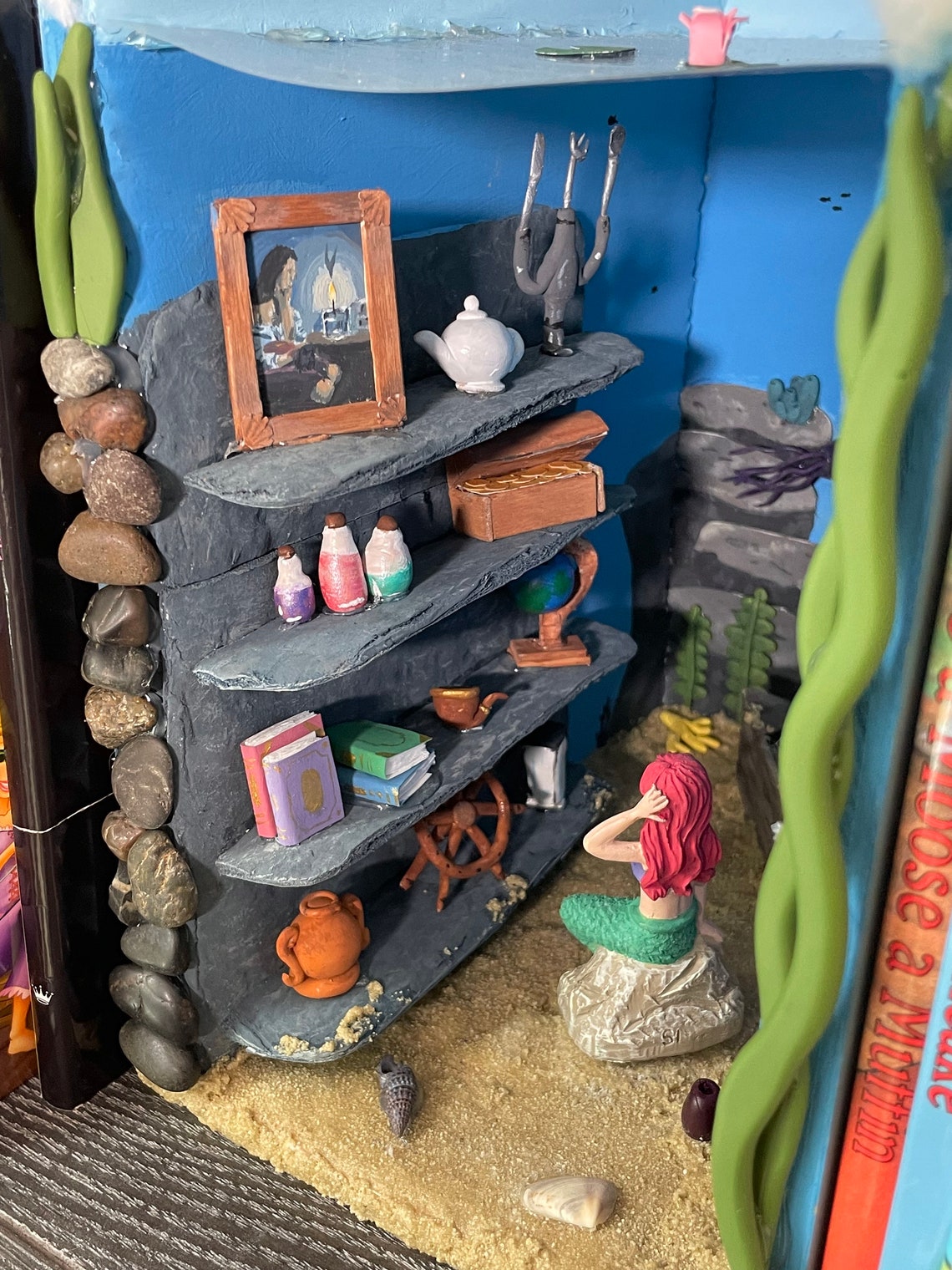 Movie Mermaid Book Nook - Hand-built, Sculpted, and Painted Miniature ...