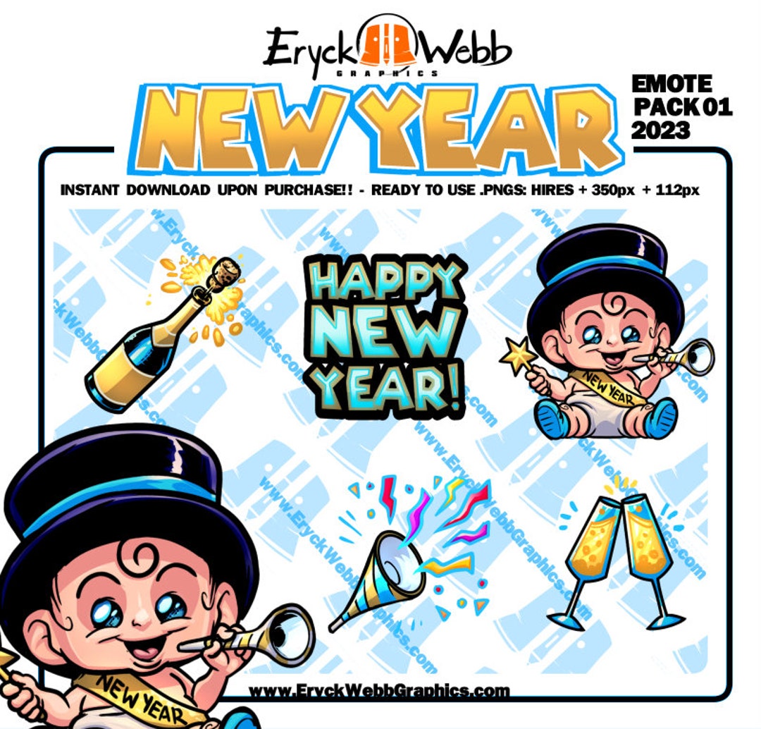 New Year Emote Clip Art Digital Sticker Decal Pack 01 2023 - Etsy