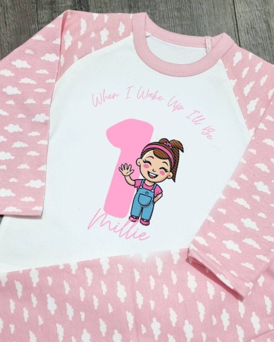 Pink Ms Rachel Cloud Birthday Pyjamas - Etsy UK