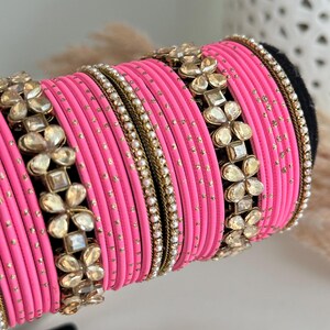 Antique Gold Stone Kade Bangles/indian Bangles/punjabi Bangles Set Gold Stone Chuddis/metal ...