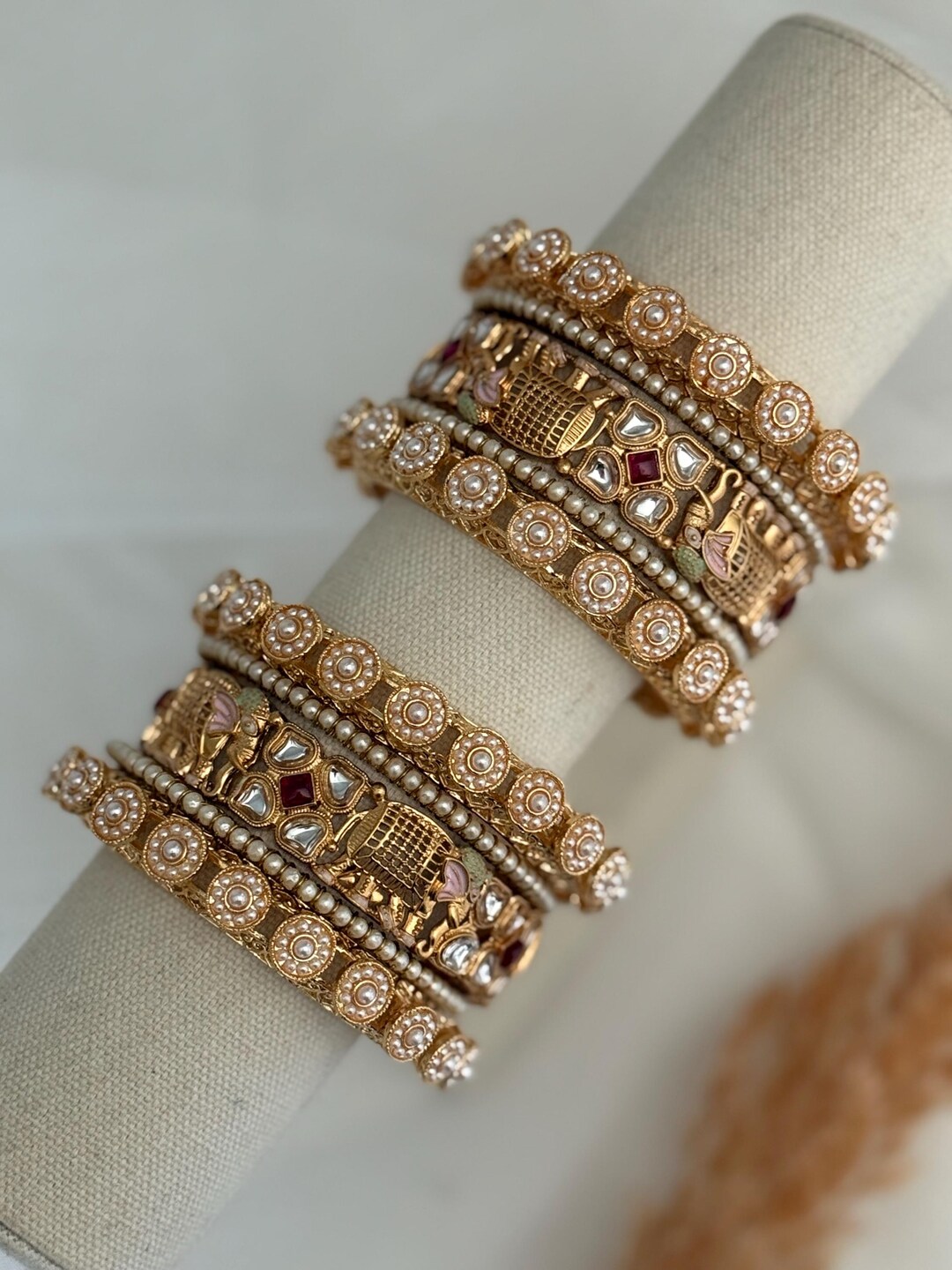 Antique Gold Elephant Kade Bangles Rajasthani Kangan Gajre /indian Bangles/punjabi Bangles Set ...