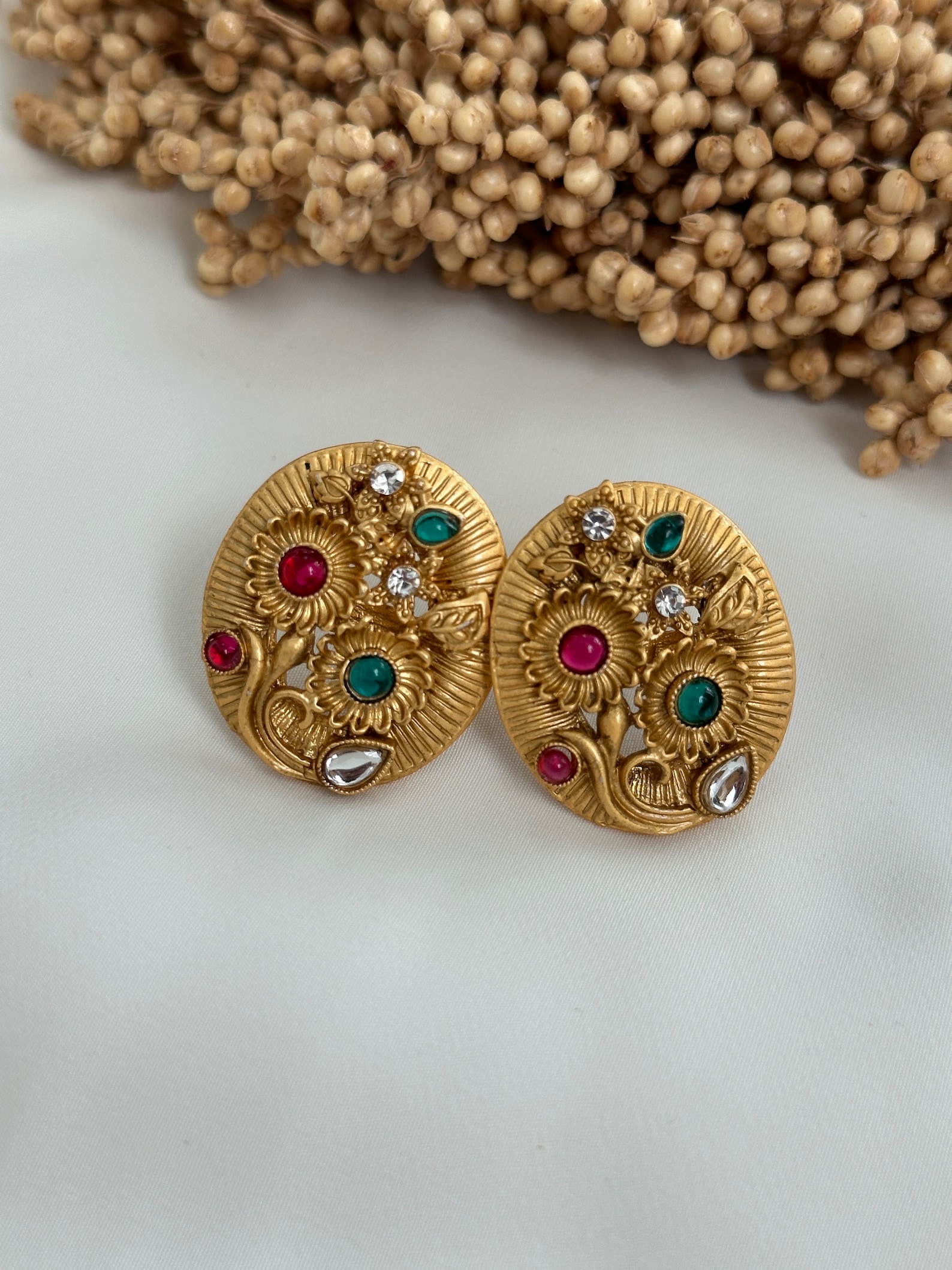 Antique Gold Reverse Ad Polki Studs/kundan Earrings/indian Jewelry ...