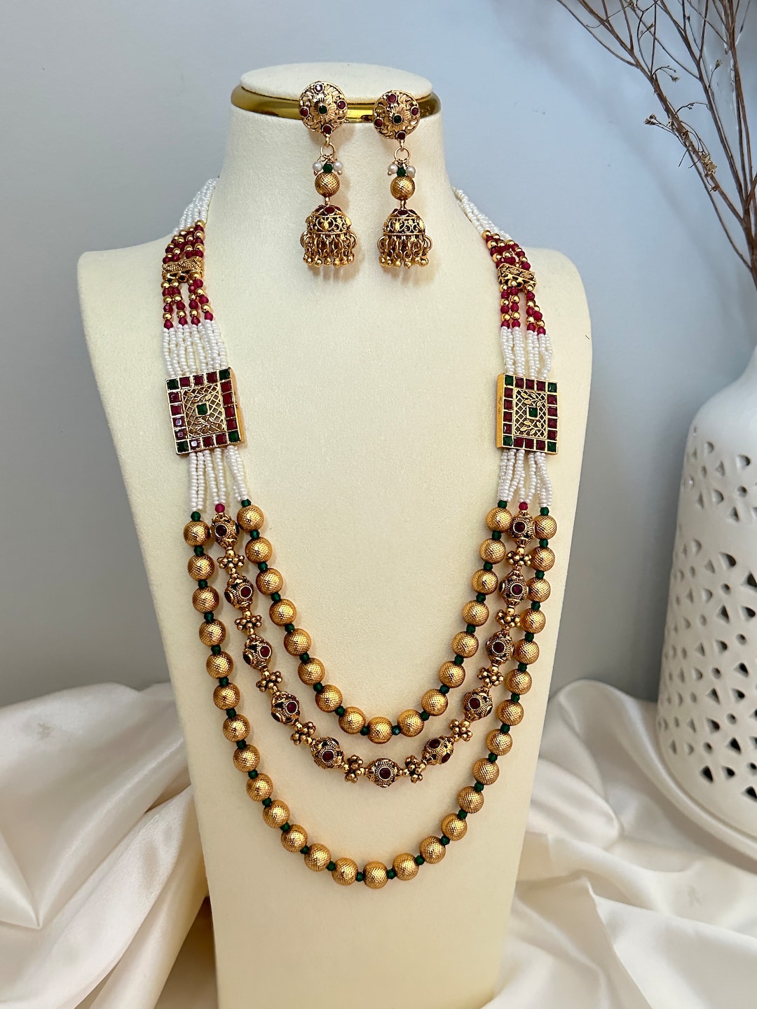 Rani Pink Kundan Rani Haar Kundan Necklace Set Jhumki/indian Jewelry ...