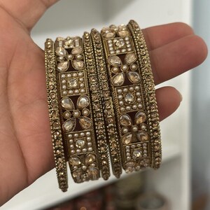 Gold Stone Kade X Bangles/indian Bangles/punjabi Bangles Set, Metal ...