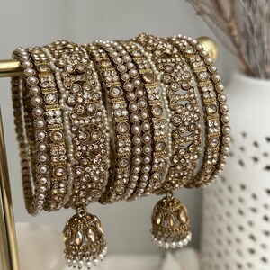 Antique Gold Kade Bangles Jhumka Gajre Stone /indian Bangles/punjabi Bangles Set, Chuddis/metal ...