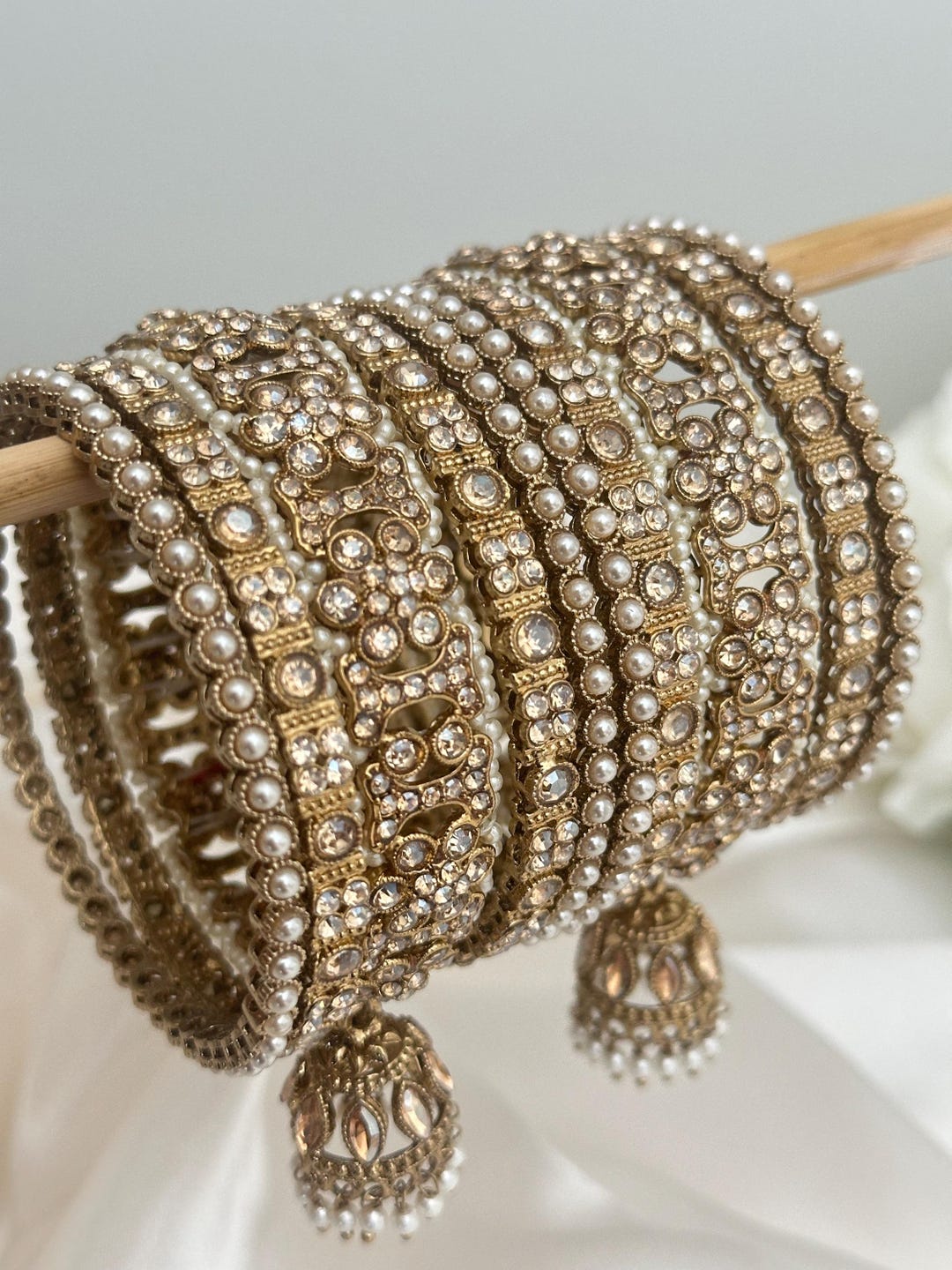 Antique Gold Kade Bangles Jhumka Gajre Stone /indian Bangles/punjabi ...