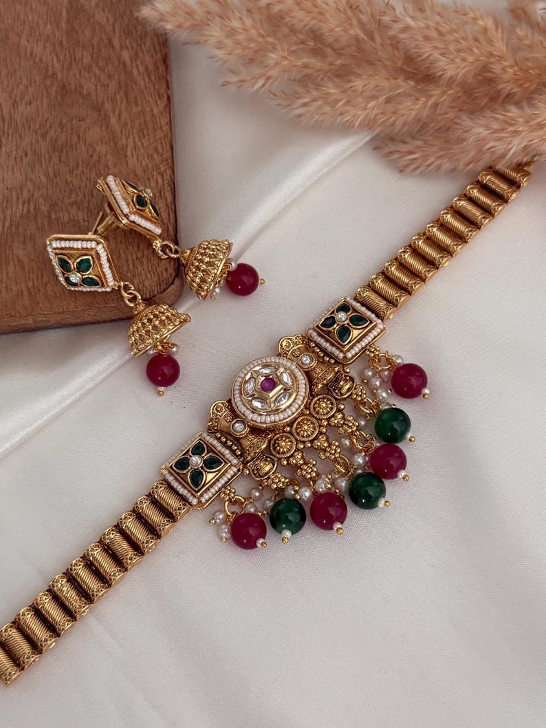 Saya Gold Imitation Choker Finish Kundan Polki Set Kundan Necklace Set ...